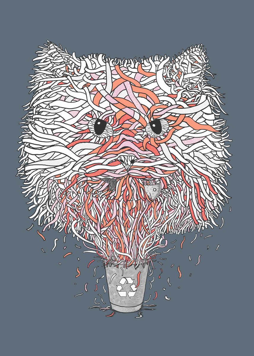 'Recycle Cat' Poster, picture, metal print, paint by Tum meow | Displate