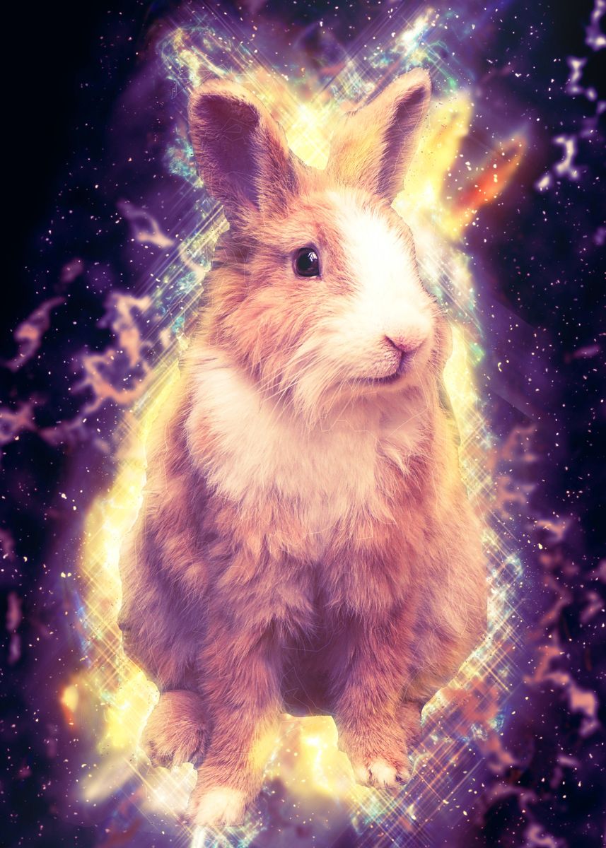 'Kawaii Rabbit Galaxy' Poster, picture, metal print, paint by MezziArt ...