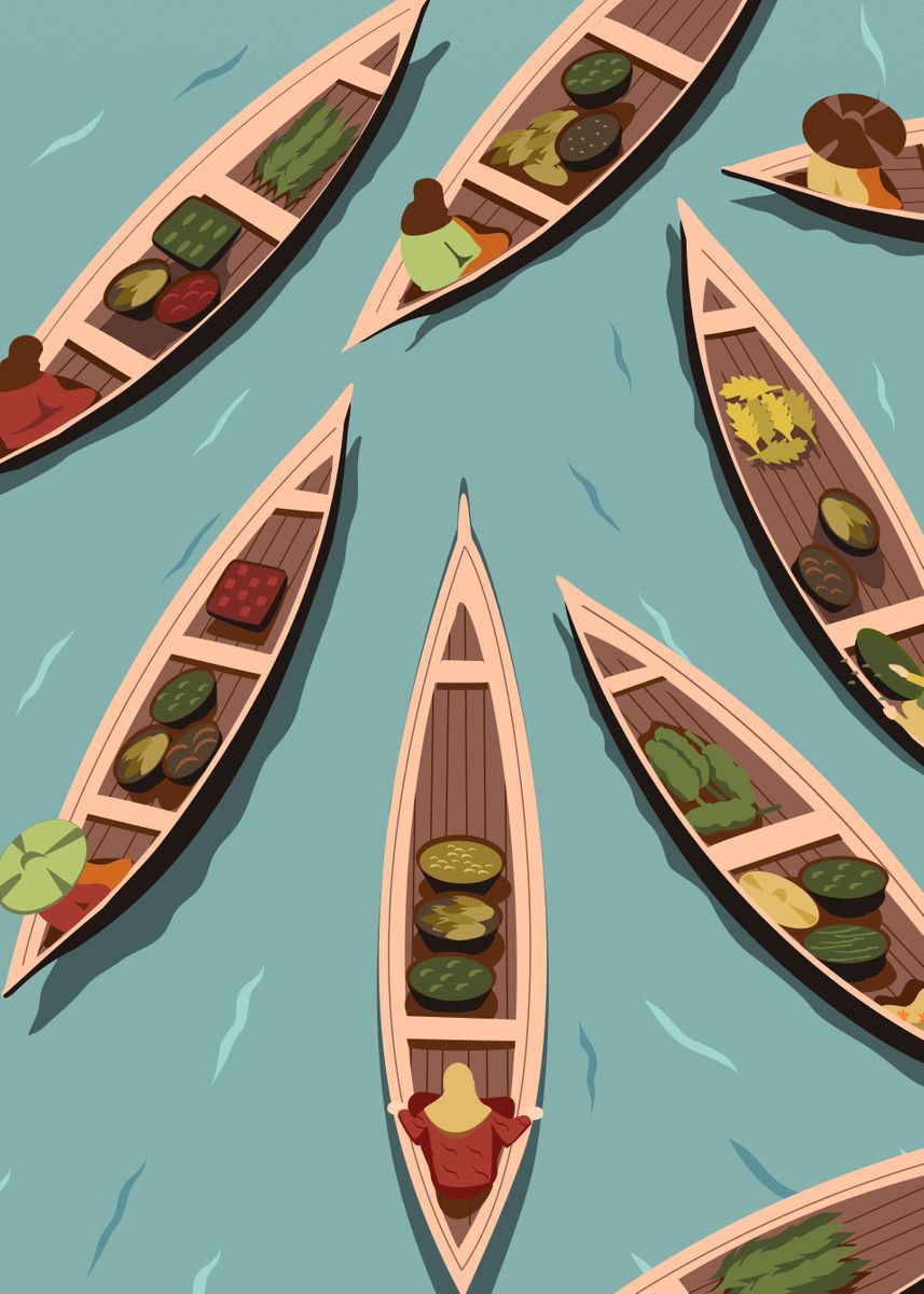 'Floating Market' Poster by zakaria azis | Displate