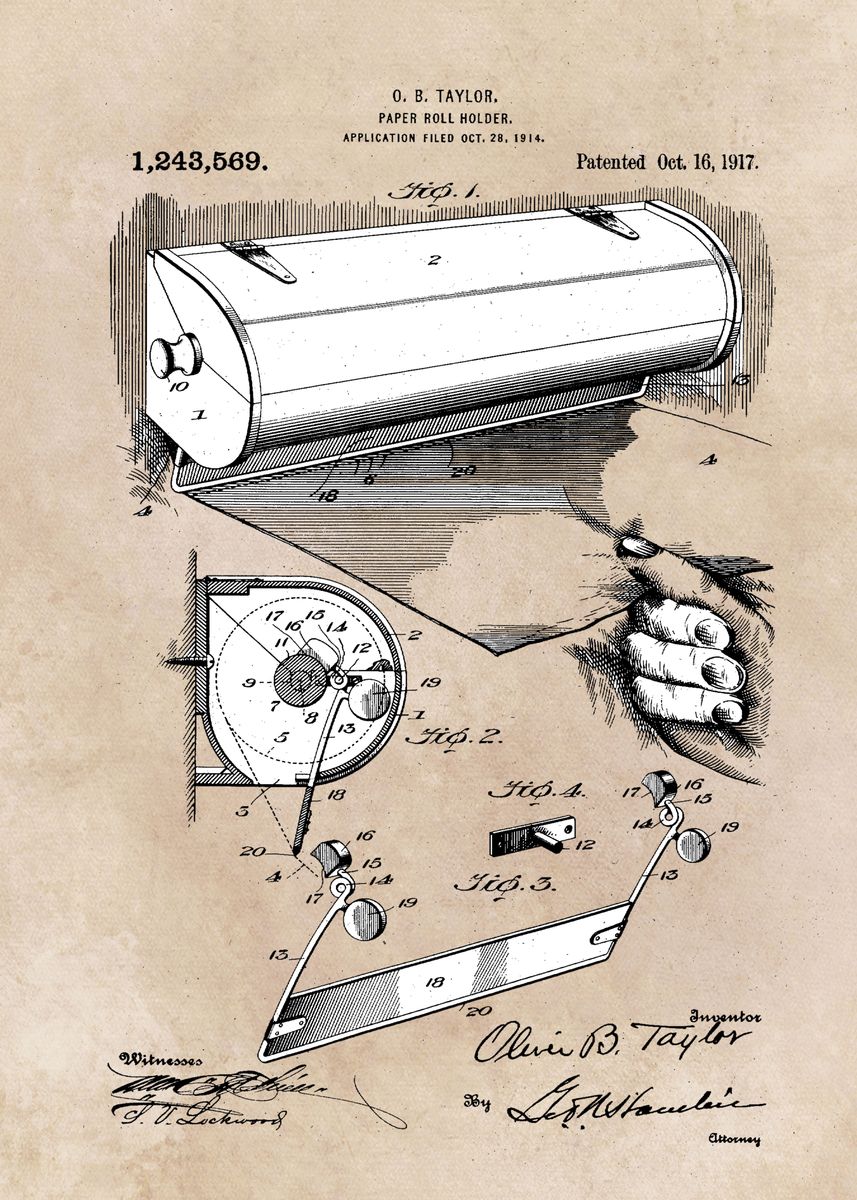 'patent Taylor Paper roll h' Poster, picture, metal print, paint by ...