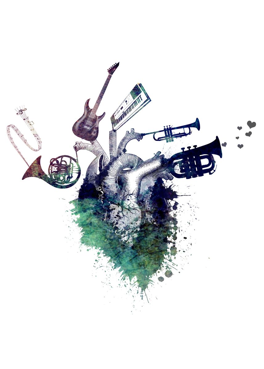 'Music my love green' Poster by JBJart Justyna Jaszke | Displate