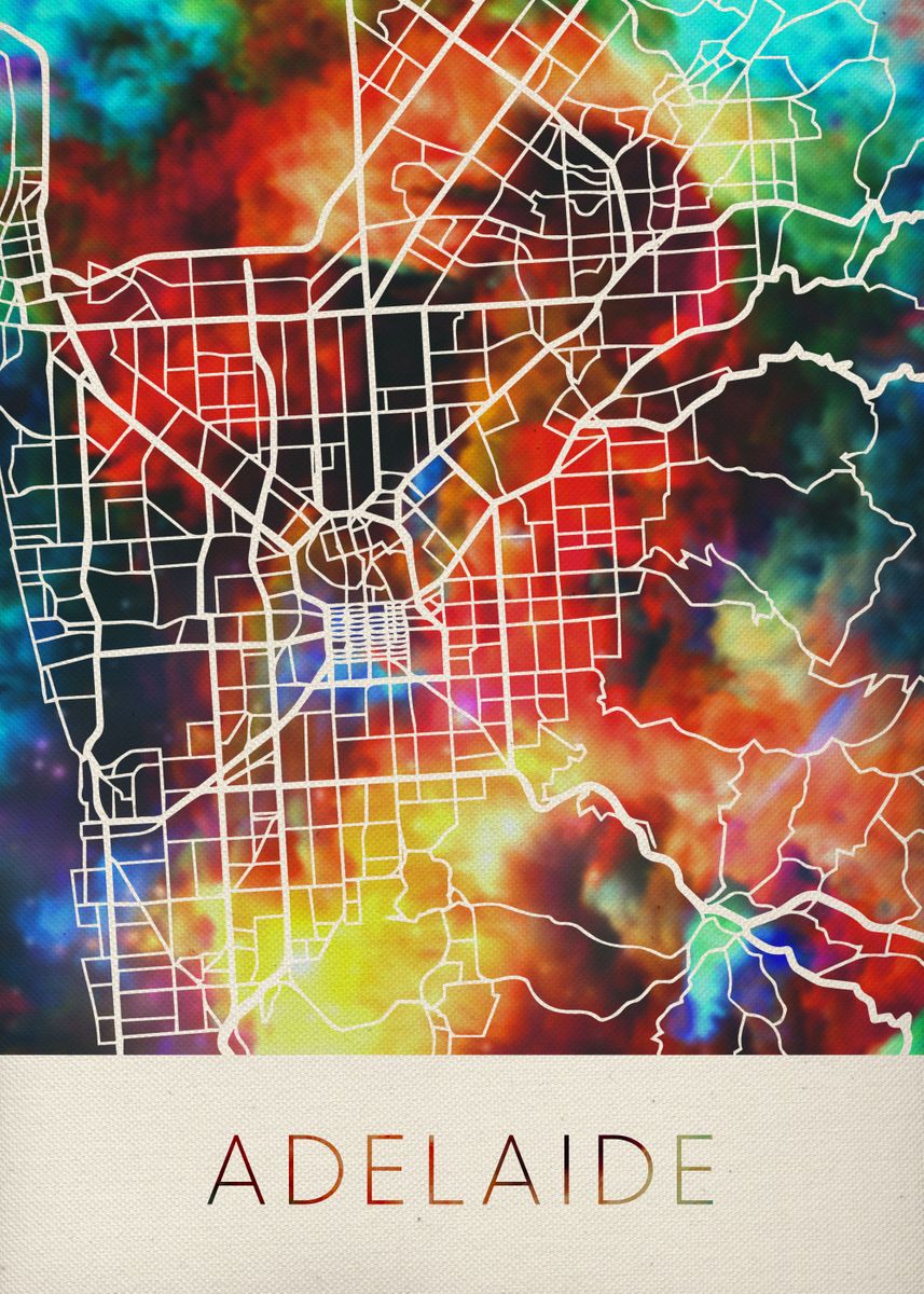 'Adelaide Watercolor Map' Poster by Design Turnpike | Displate