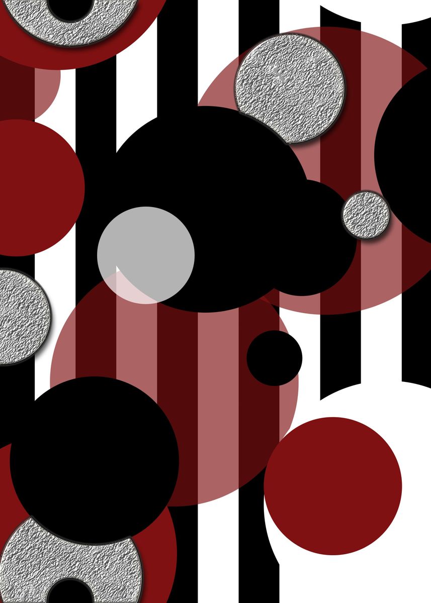 'Black White Stripes Dots' Poster, picture, metal print, paint by Cindy ...