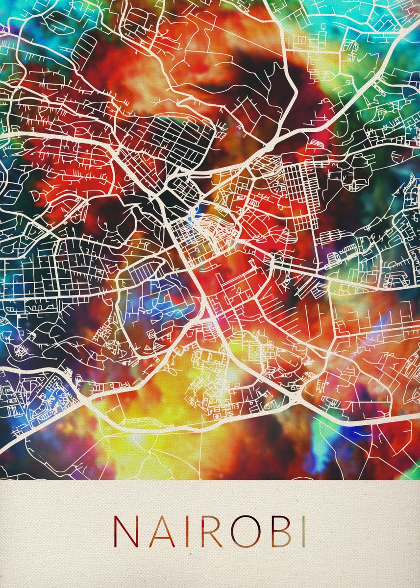 'Nairobi Watercolor Map' Poster by Design Turnpike | Displate