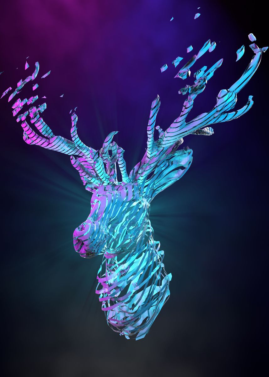 'Neon Deer' Poster by Graeme Probert | Displate