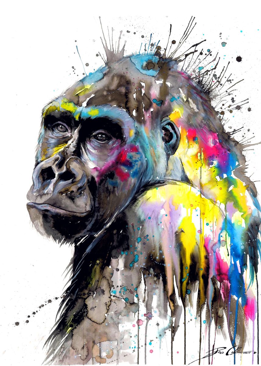 'Colorful gorilla' Poster, picture, metal print, paint by Pixie Cold ...