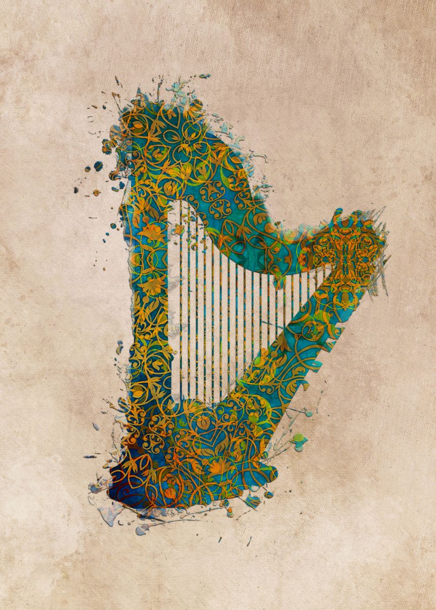 'Harp music art' Poster by JBJart Justyna Jaszke | Displate