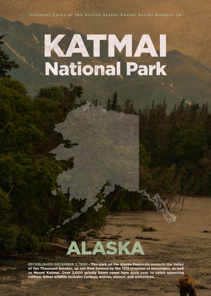 'Katmai National Park' Poster, picture, metal print, paint by Design ...