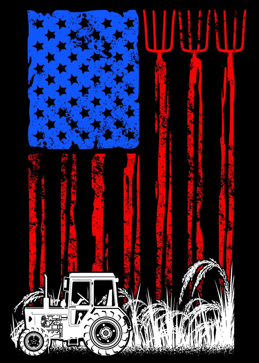 'United States Flag Farmer' Poster, picture, metal print, paint by ...