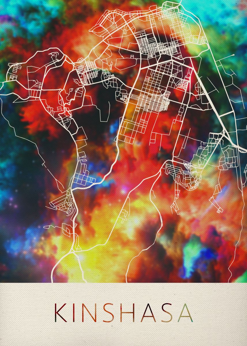 'Kinshasa Watercolor Map' Poster by Design Turnpike | Displate