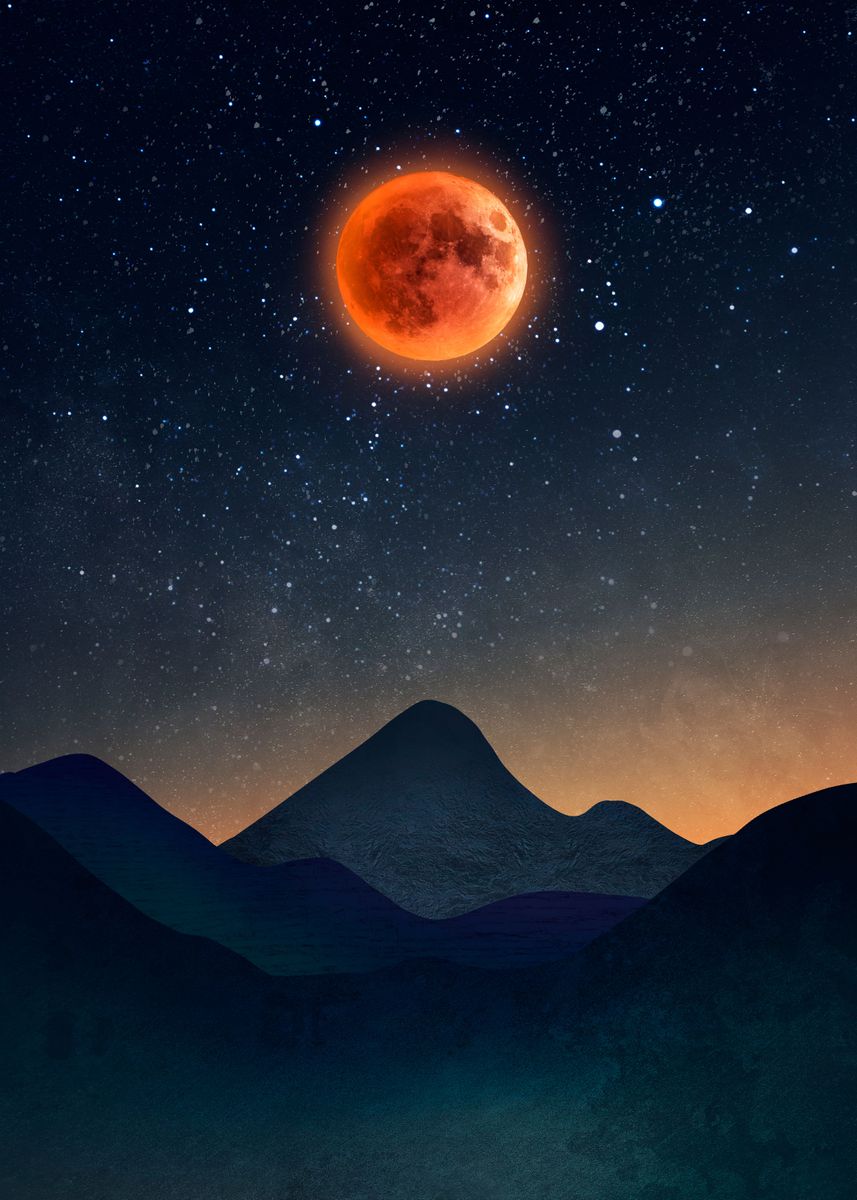 'The red moon' Poster by MCAshe Art | Displate