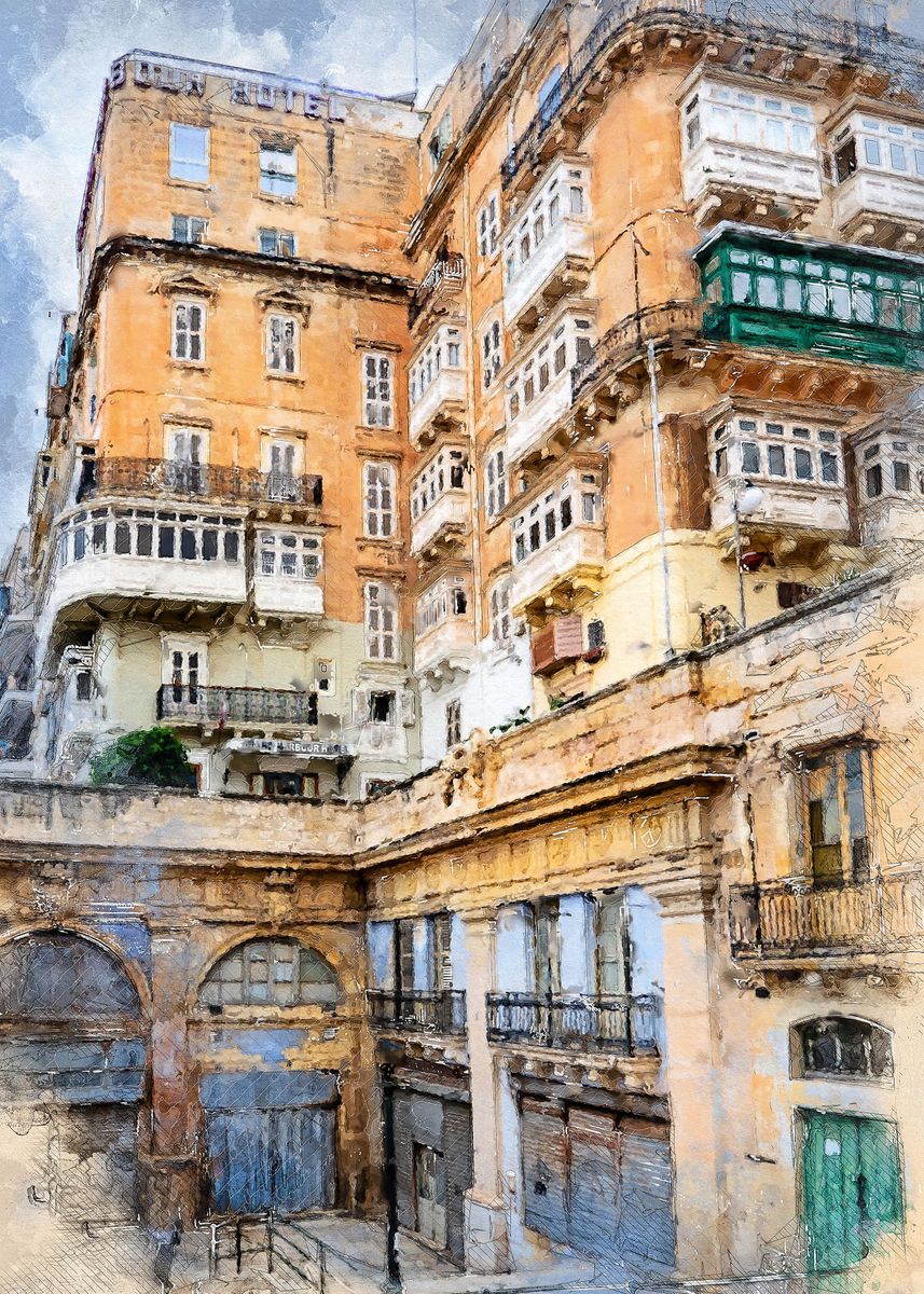 'Malta Valetta' Poster, picture, metal print, paint by JBJart Justyna ...