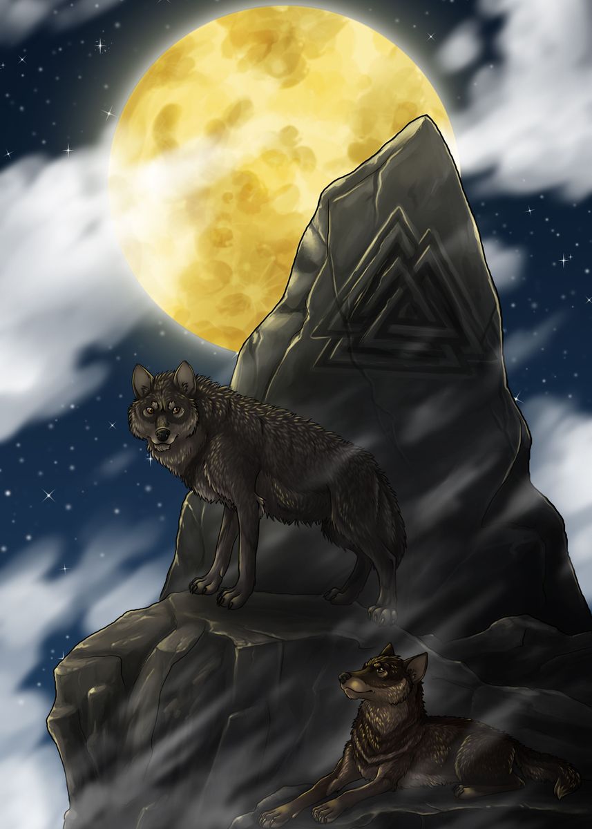 'Geri and Freki' Poster, picture, metal print, paint by Fenrier Ulven ...