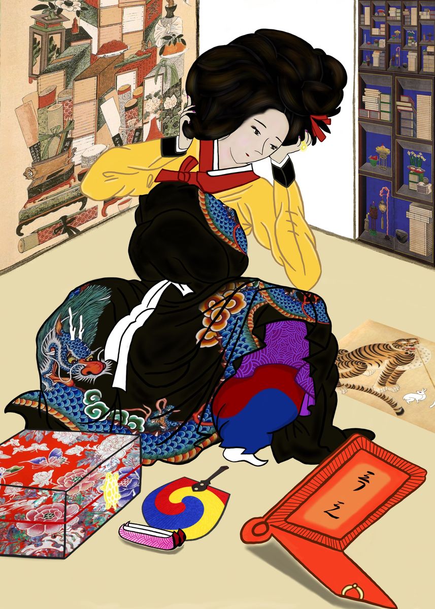 'Korean Kisaeng' Poster, picture, metal print, paint by London tadpole ...