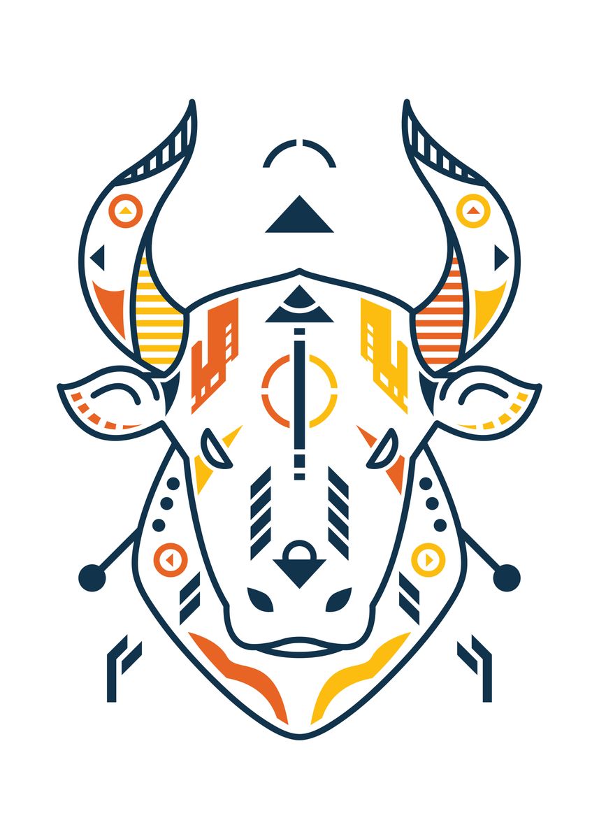 'Unique Bull Head' Poster by Wildan Kurniawan | Displate