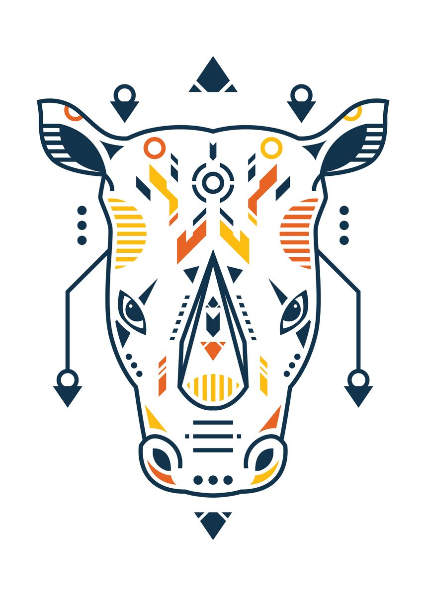 'Unique Rhino Head' Poster, picture, metal print, paint by Wildan ...