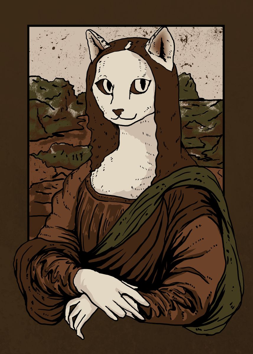 'Cat Lisa' Poster by Giovanni Poccatutte | Displate