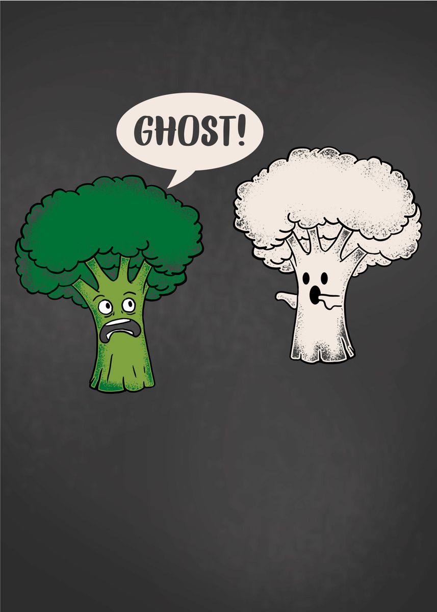 'Ghost Broccoli Cauliflower' Poster, picture, metal print, paint by ...