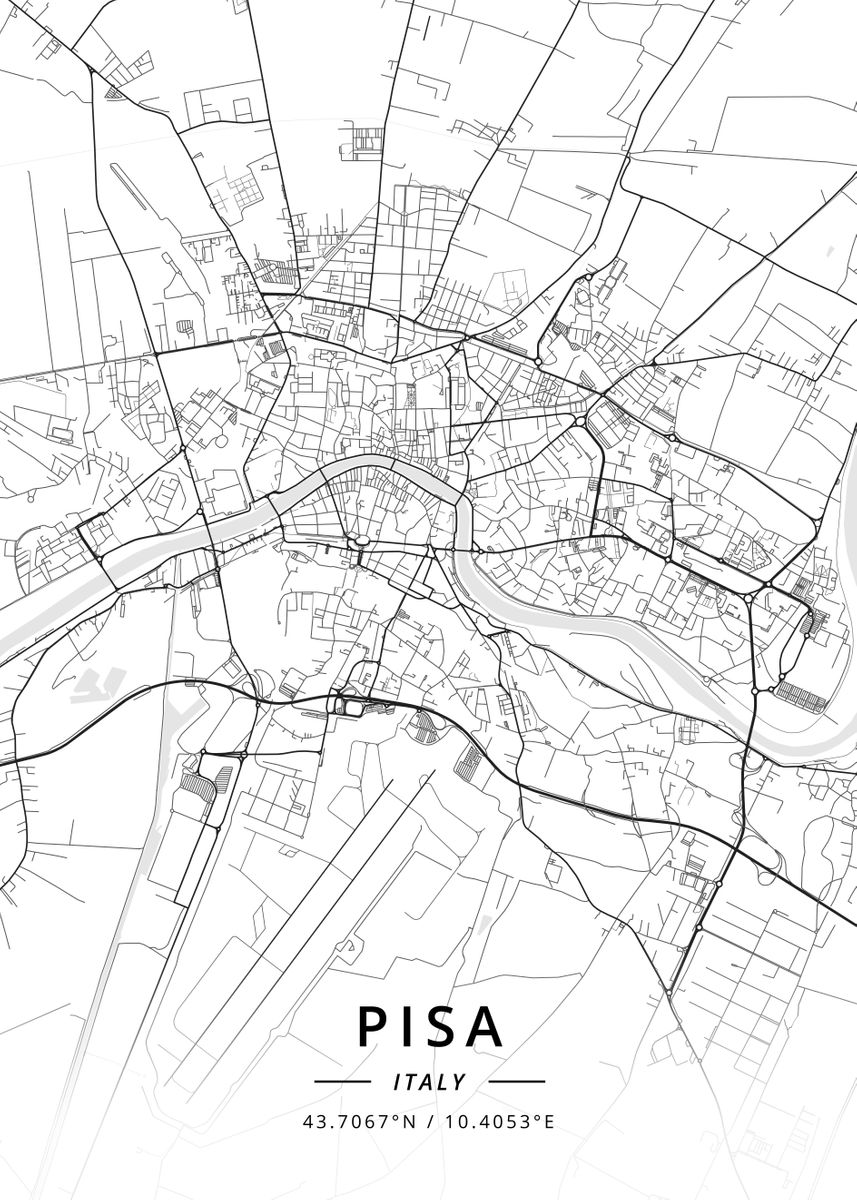 'Pisa Italy' Poster, picture, metal print, paint by Designer Map Art ...