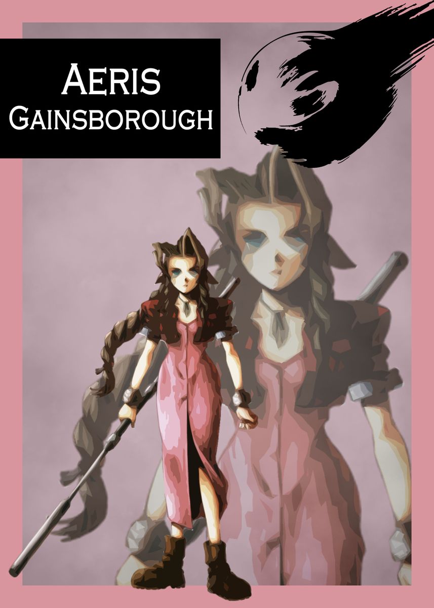 'FF7 Aeris Gainsborough' Poster, picture, metal print, paint by Gemini ...