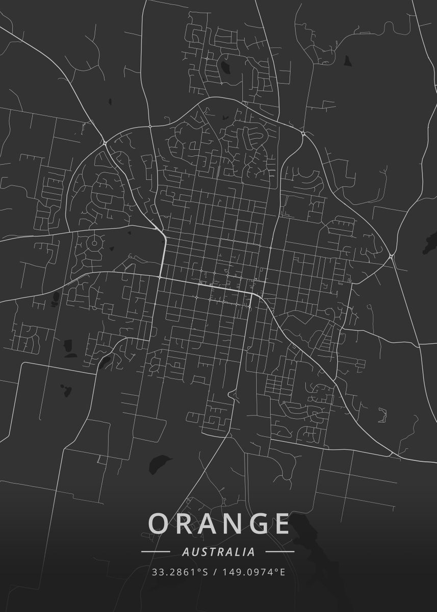 'Orange Australia' Poster, picture, metal print, paint by Designer Map ...