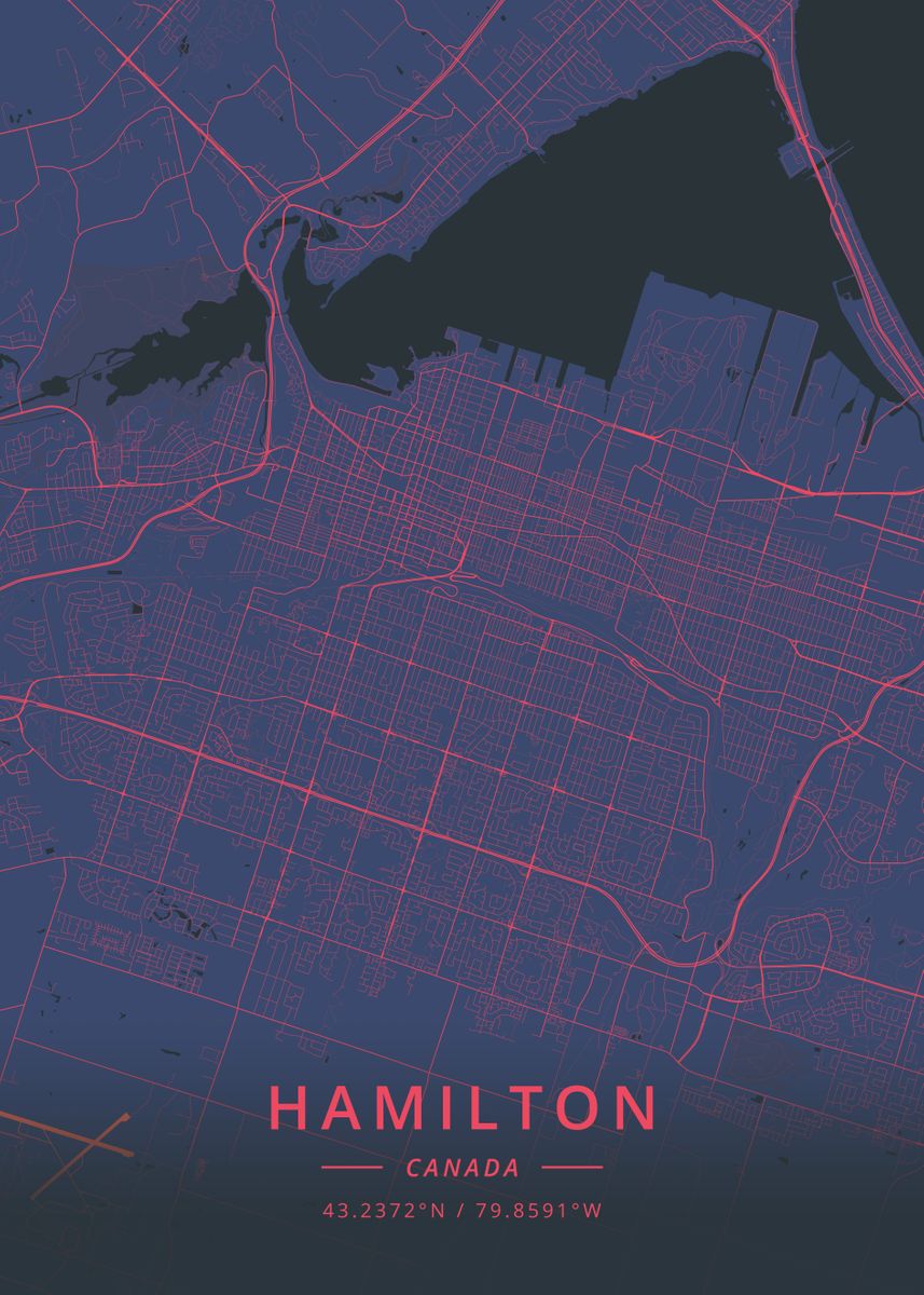 'Hamilton Canada' Poster by Designer Map Art | Displate