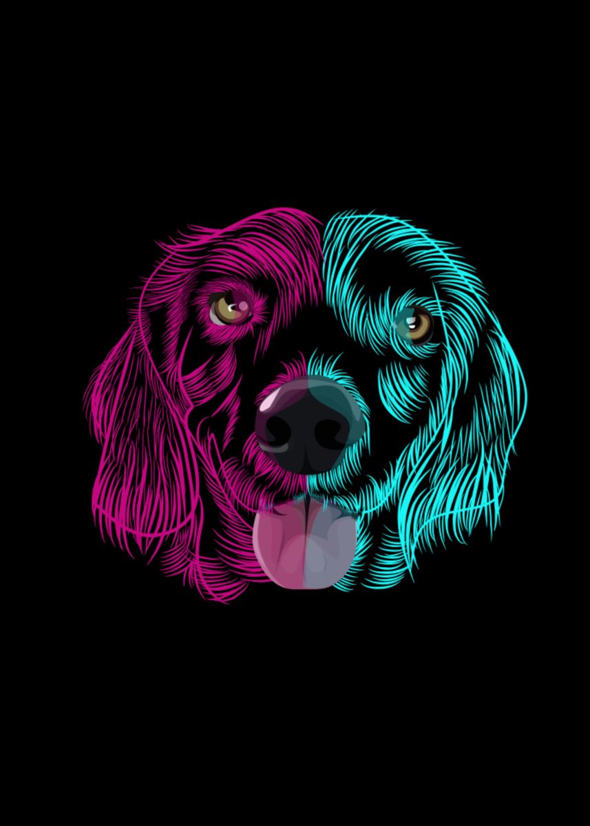 'Dog on neon mode' Poster by erna setiawan | Displate