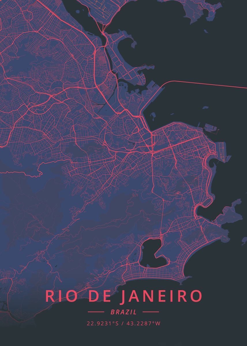 'Rio De Janeiro Brazil' Poster by Designer Map Art | Displate