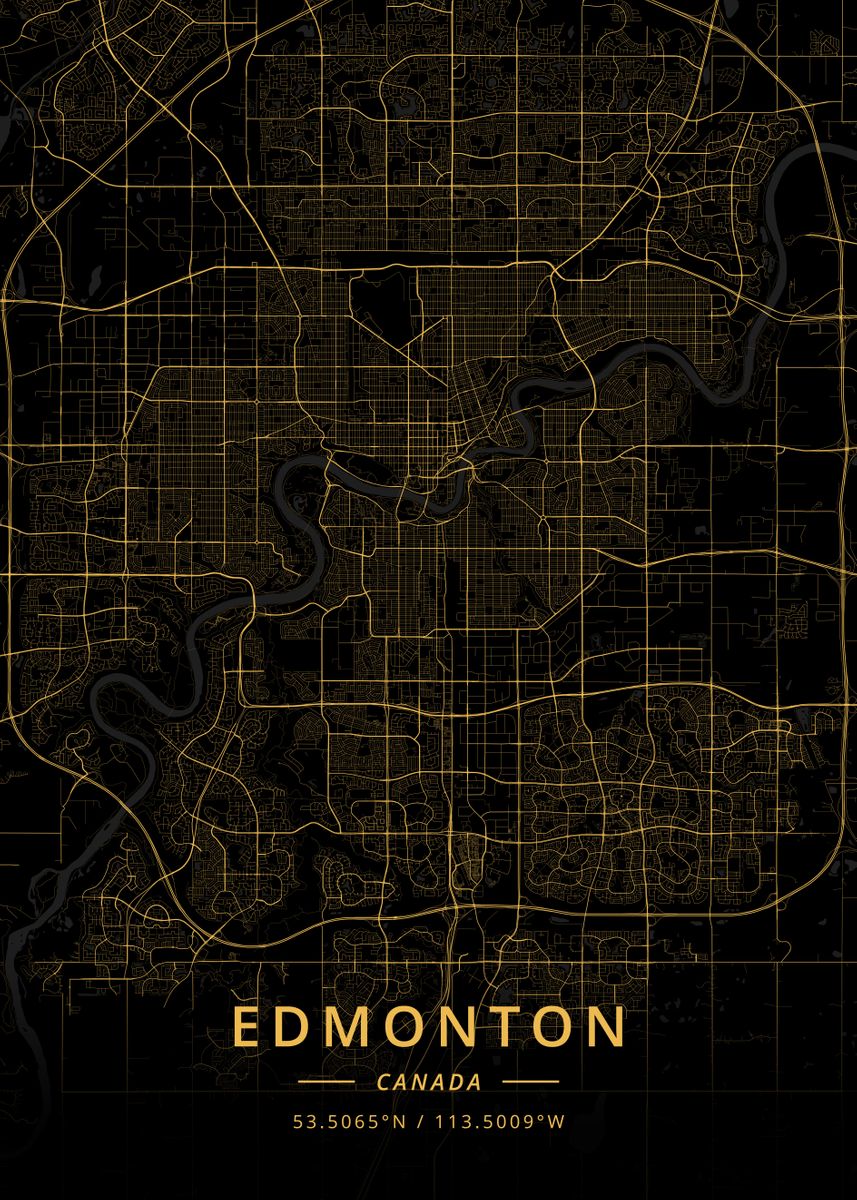 'Edmonton Canada' Poster, picture, metal print, paint by Designer Map ...
