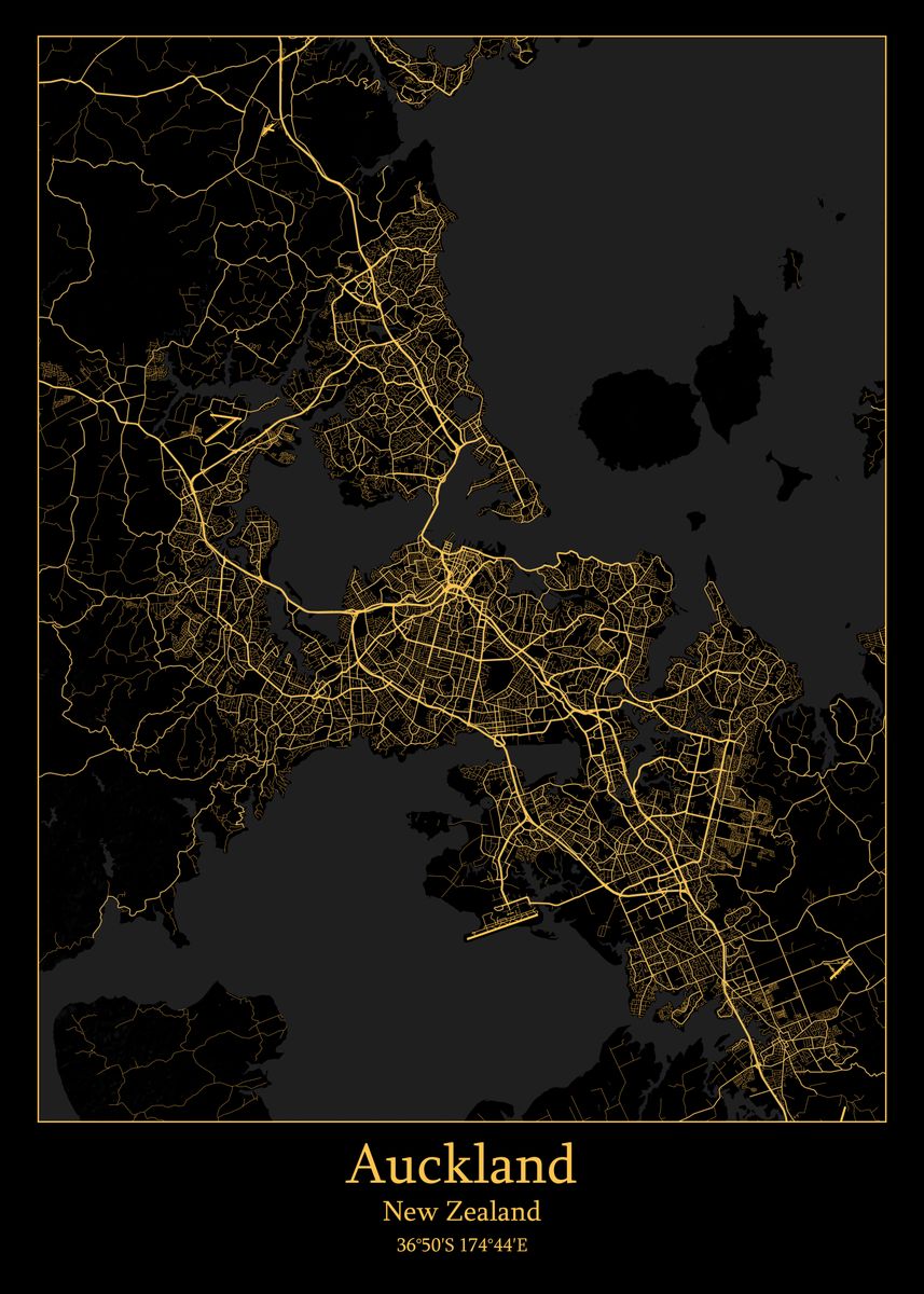 'Auckland city map' Poster, picture, metal print, paint by Iwoko | Displate