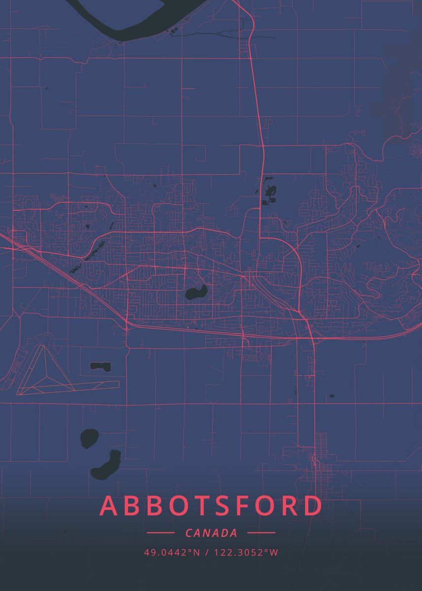 'Abbotsford Canada' Poster, picture, metal print, paint by Designer Map ...