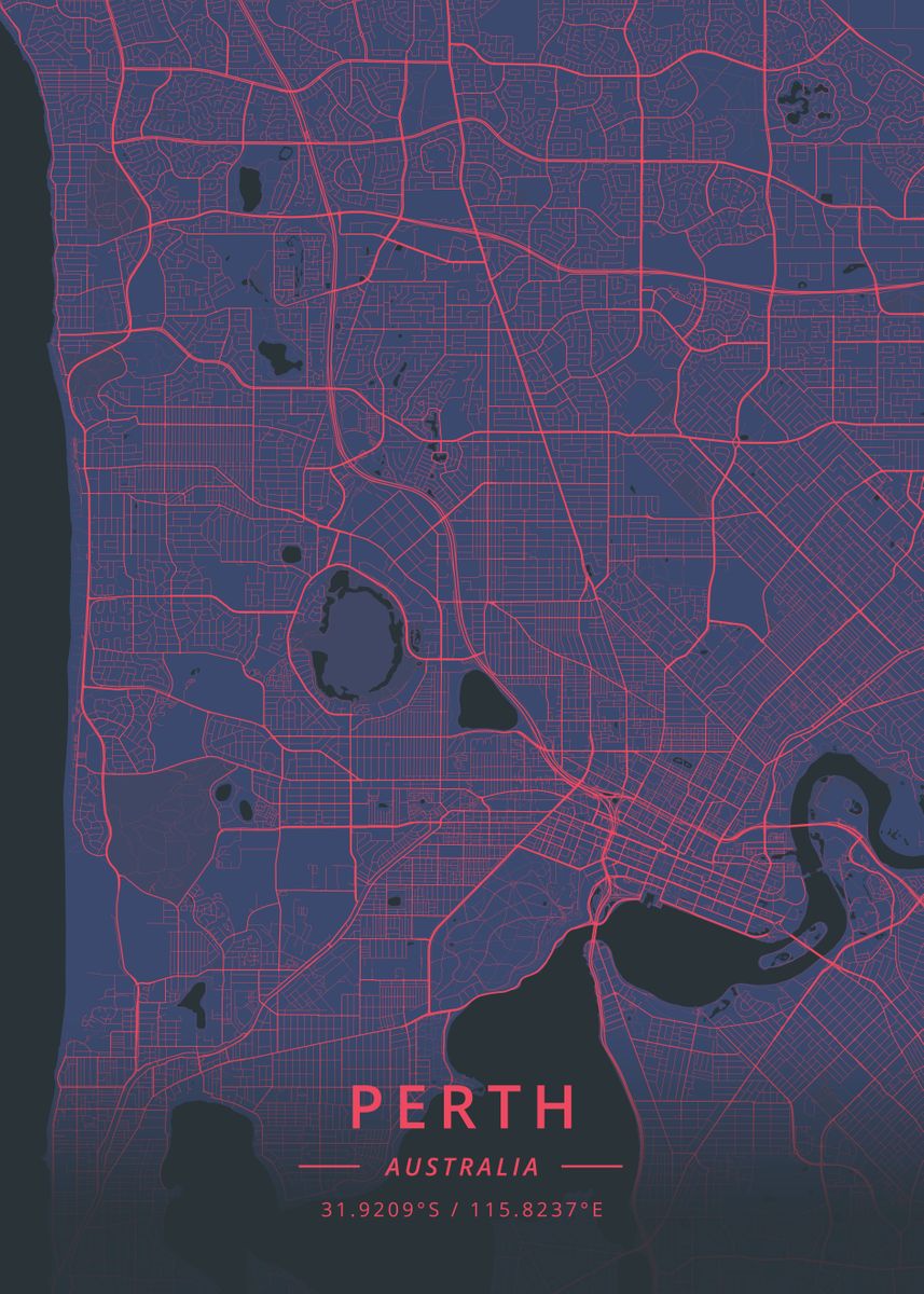 'Perth Australia' Poster by Designer Map Art | Displate