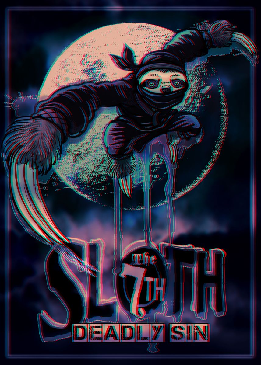 'Deadly Sloth Glitch' Poster, picture, metal print, paint by Mudge ...