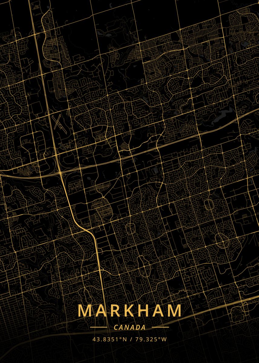'Markham Canada' Poster, picture, metal print, paint by Designer Map ...