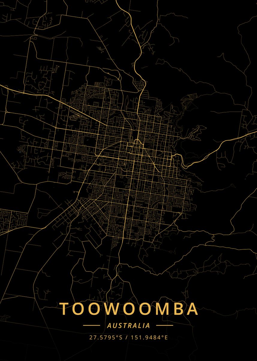 'Toowoomba Australia' Poster by Designer Map Art | Displate