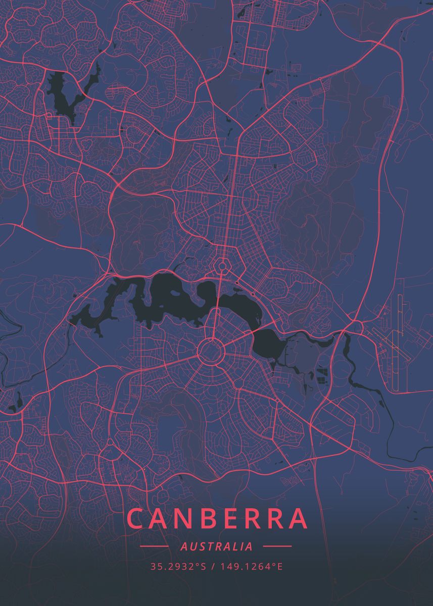 'Canberra Australia' Poster, picture, metal print, paint by Designer ...