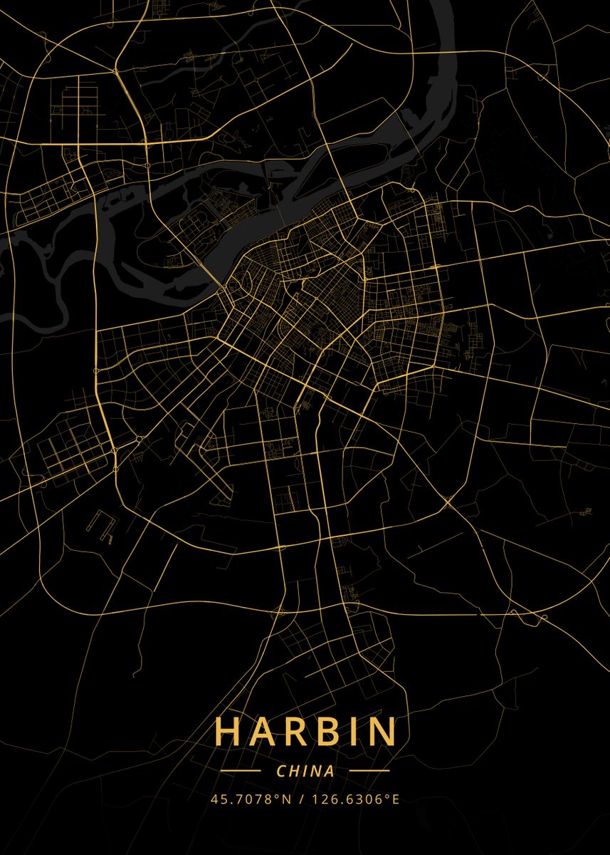 'Harbin China' Poster by Designer Map Art | Displate