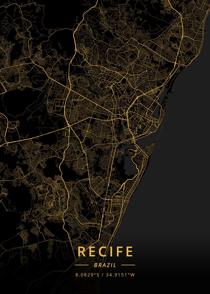 'Recife Brazil' Poster by Designer Map Art | Displate
