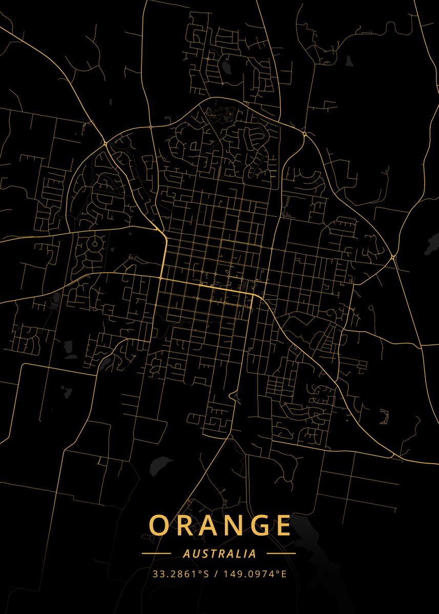 'Orange Australia' Poster, picture, metal print, paint by Designer Map ...