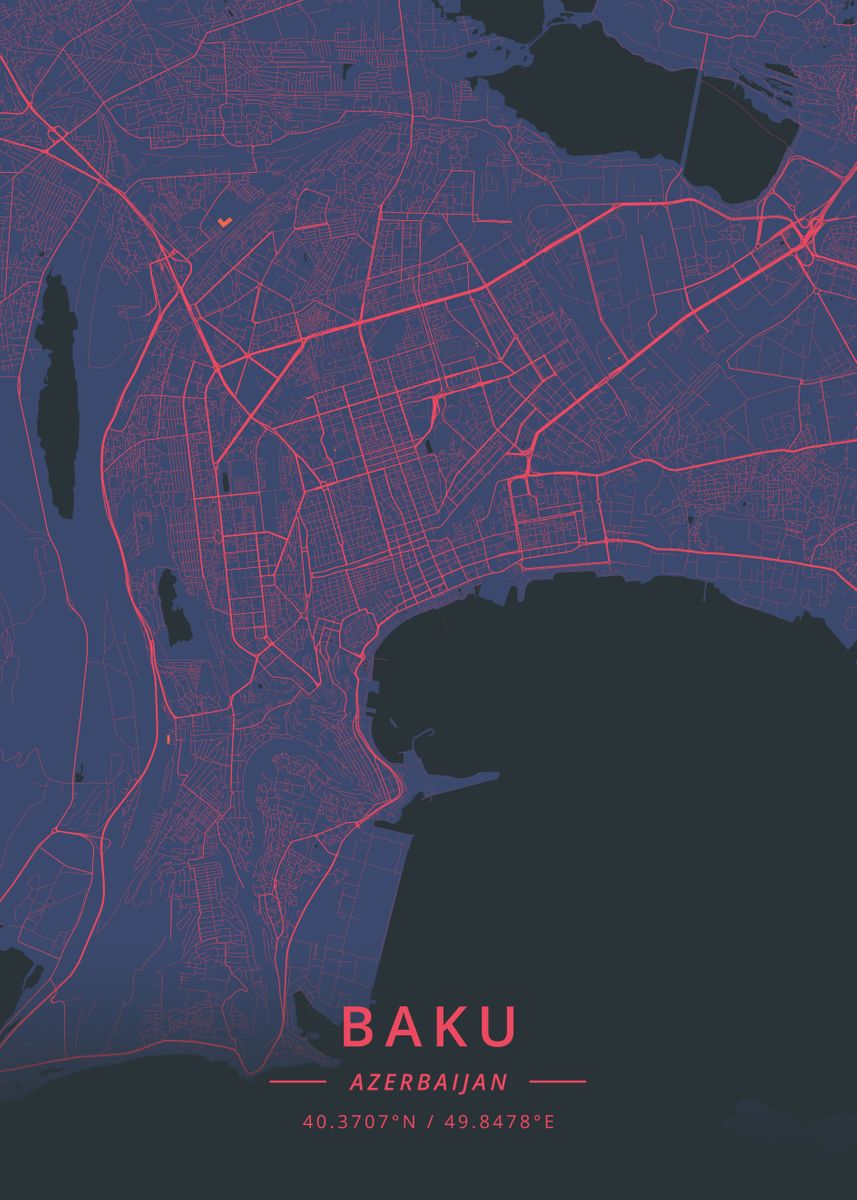 'Baku Azerbaijan' Poster by Designer Map Art | Displate
