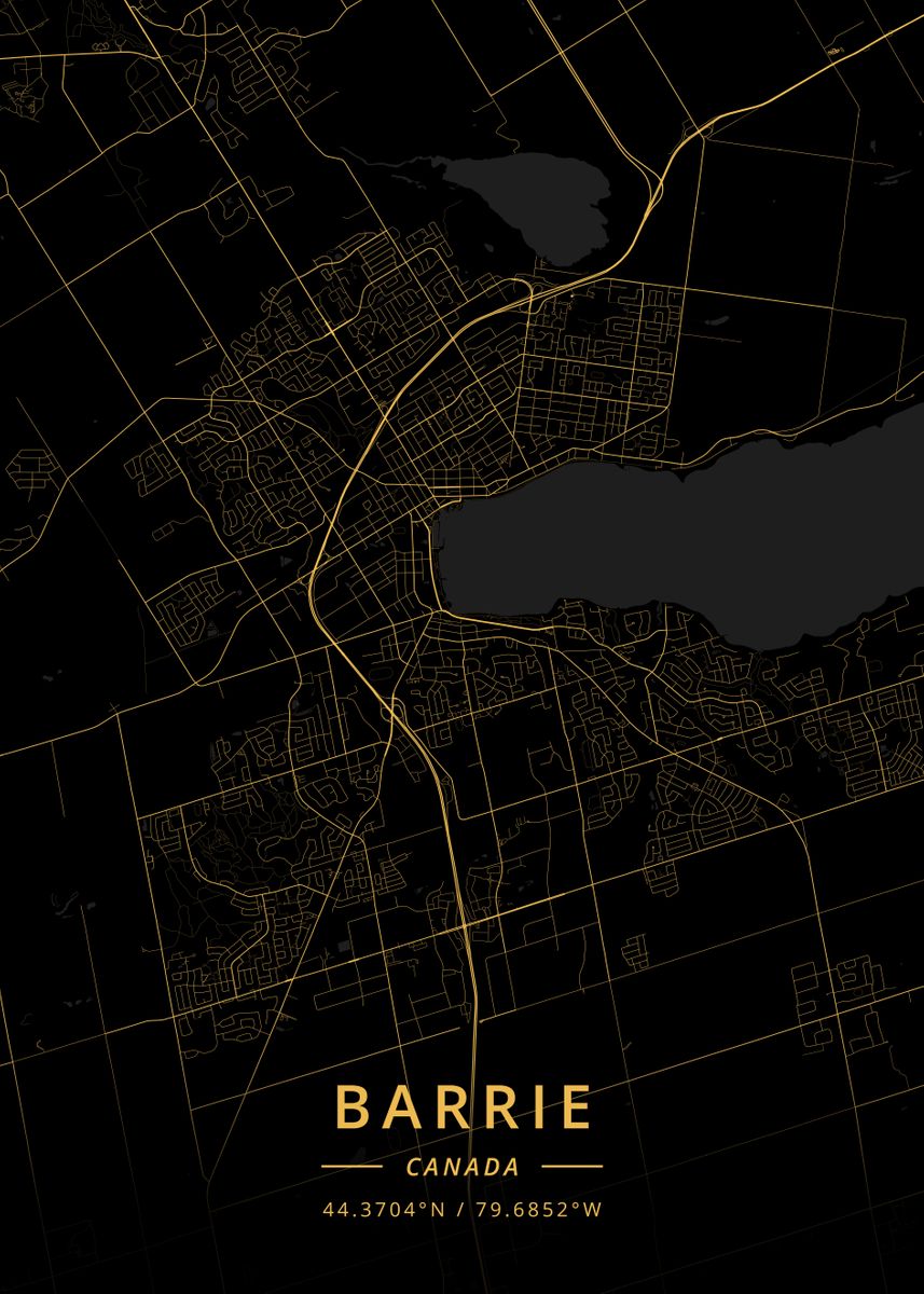 'Barrie Canada' Poster, picture, metal print, paint by Designer Map Art ...