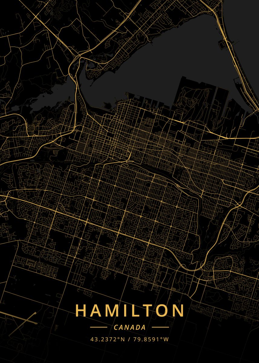 'Hamilton Canada' Poster, picture, metal print, paint by Designer Map ...