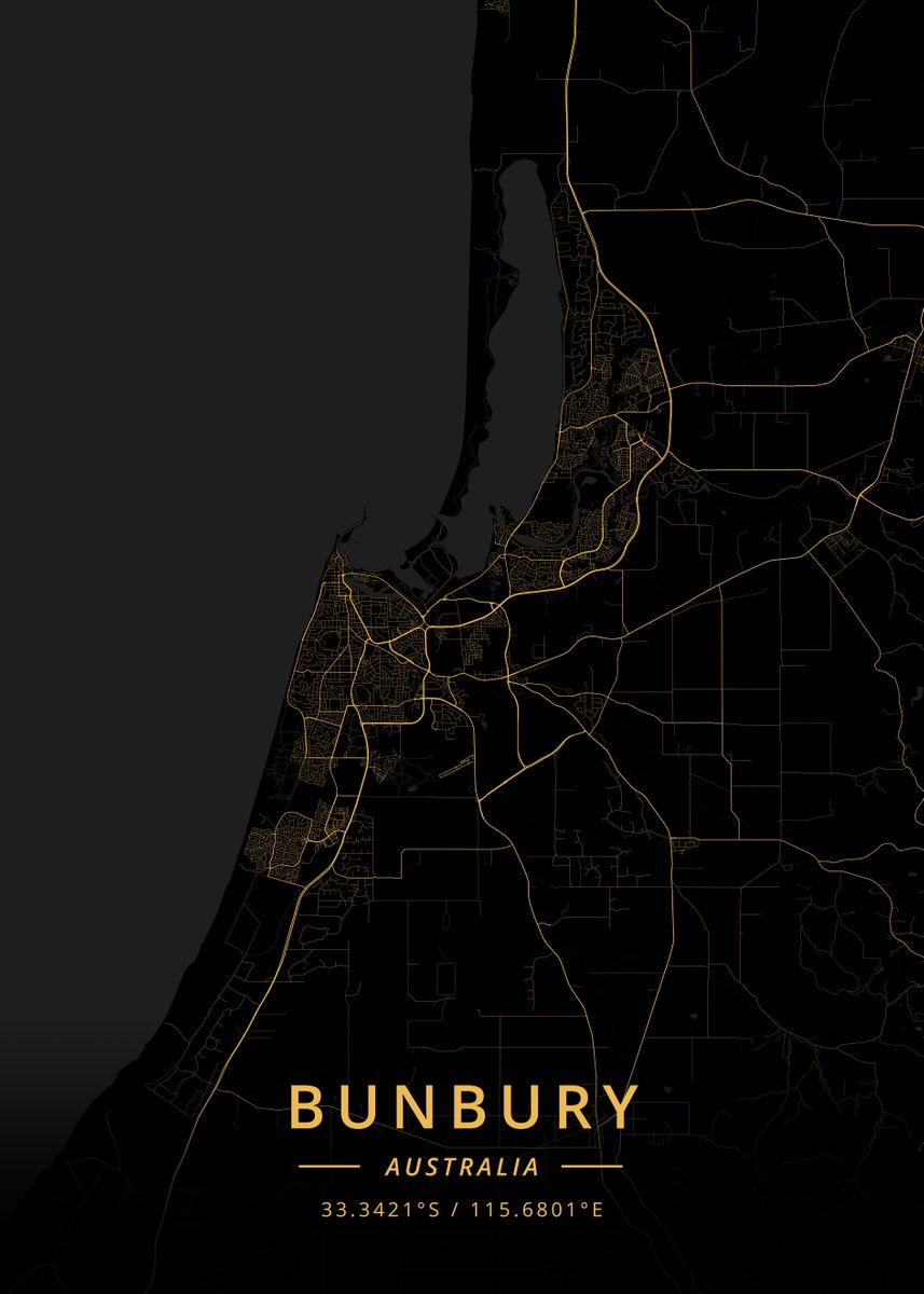 'Bunbury Australia' Poster by Designer Map Art | Displate