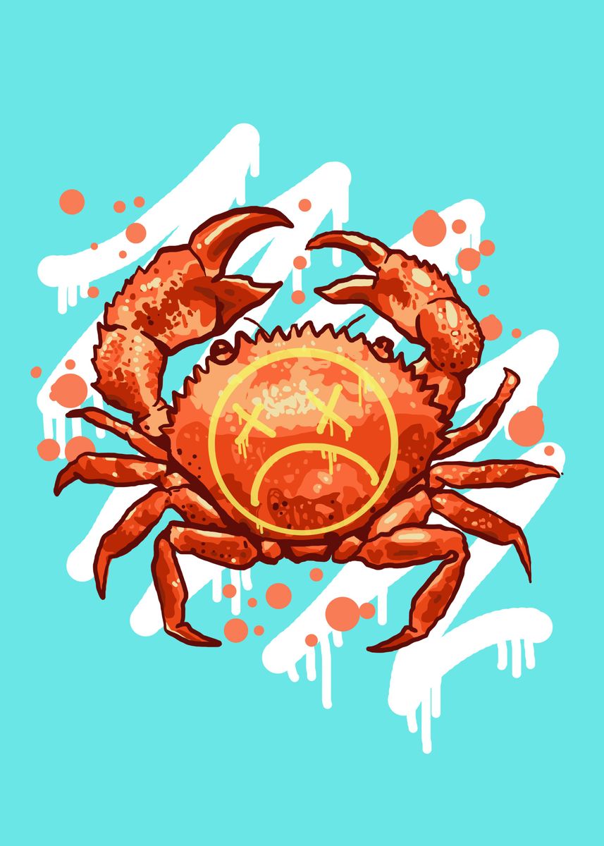 'sad crab' Poster, picture, metal print, paint by doni pacoceng | Displate
