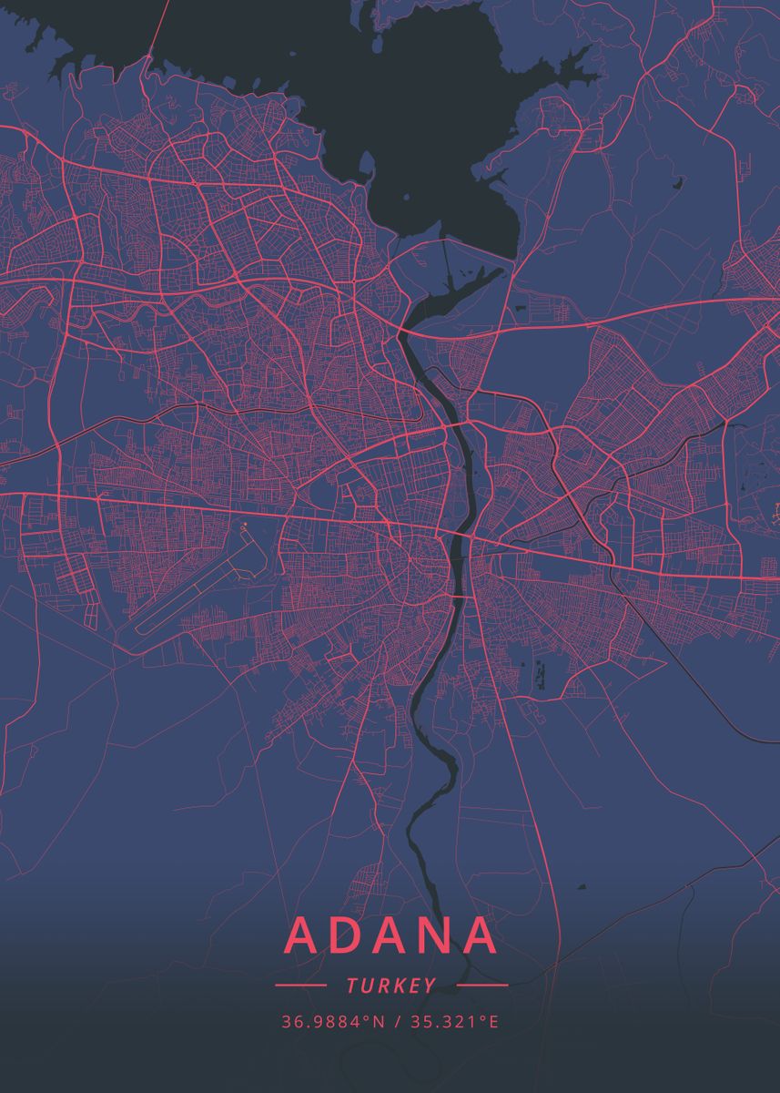 'Adana Turkey' Poster by Designer Map Art | Displate
