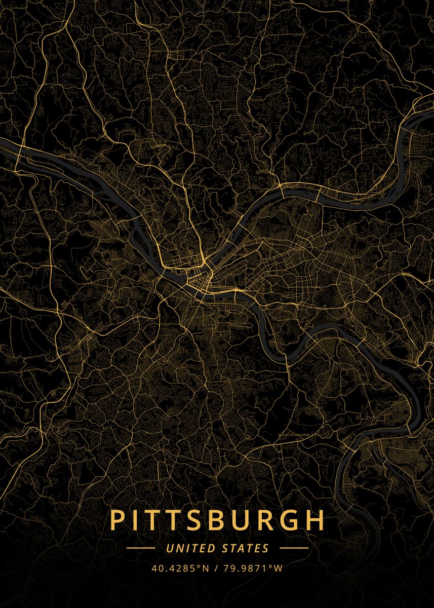 'Pittsburgh United States' Poster, picture, metal print, paint by ...