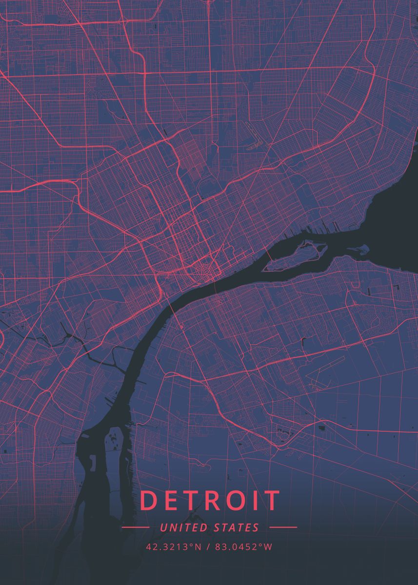'Detroit United States' Poster, picture, metal print, paint by Designer ...