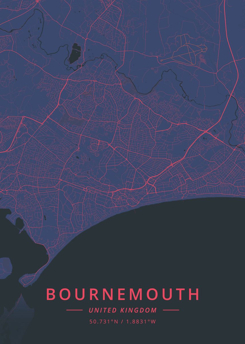 'Bournemouth UK' Poster by Designer Map Art | Displate
