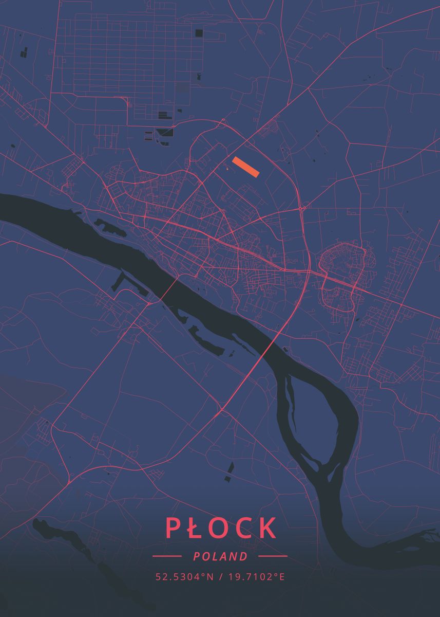 'Plock Poland' Poster, picture, metal print, paint by Designer Map Art ...