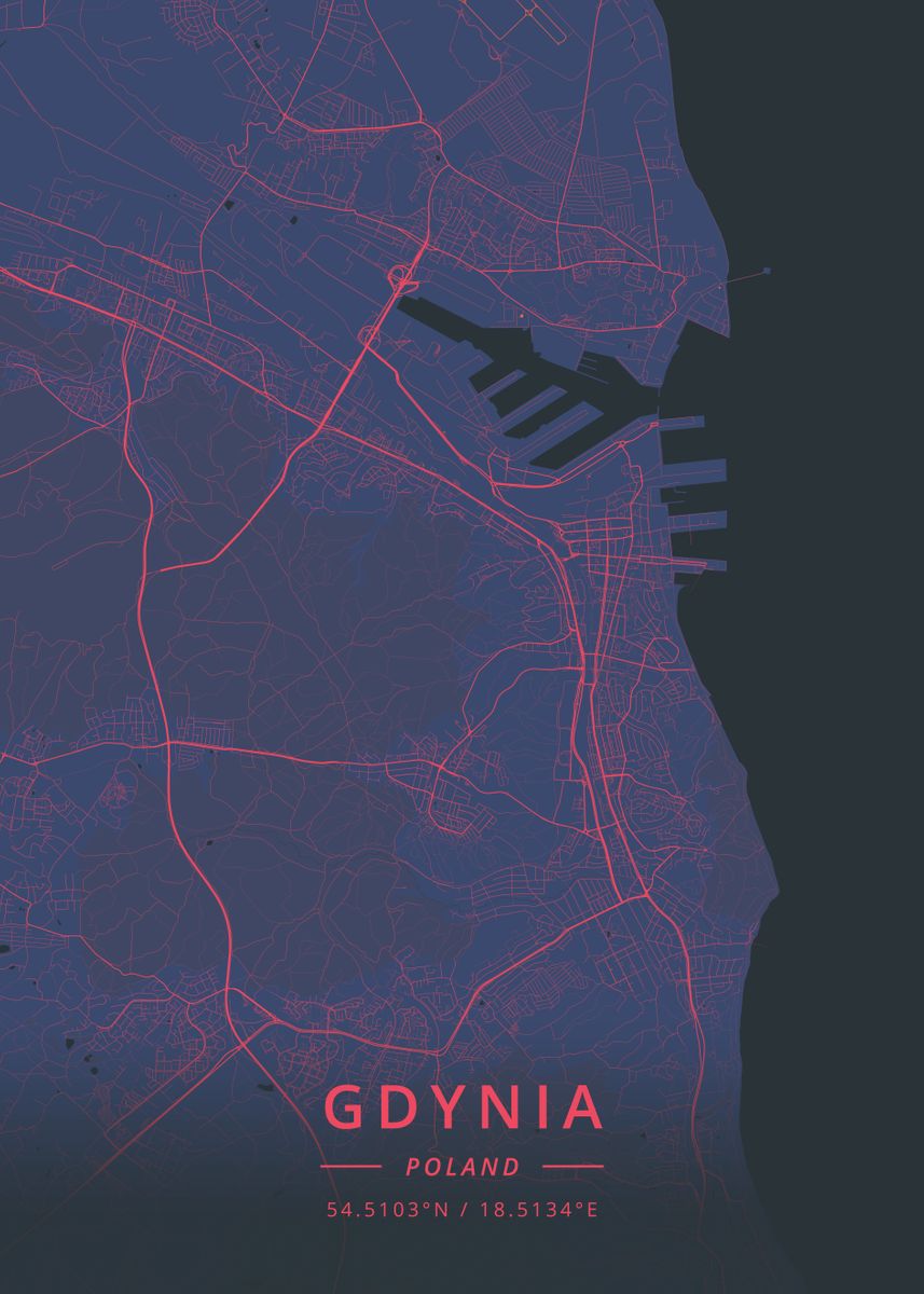 'Gdynia Poland' Poster by Designer Map Art | Displate